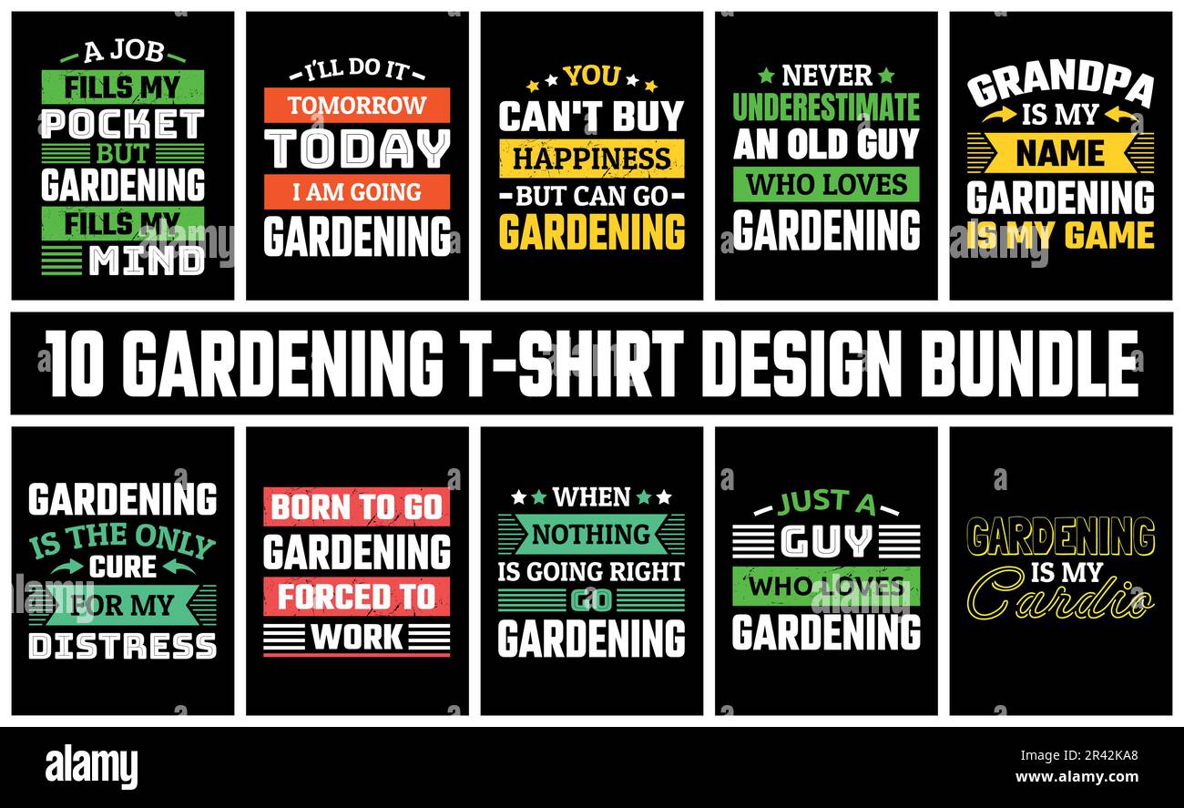 Gardening T Shirt Design Set Vector Stock Vector Image & Art - Alamy