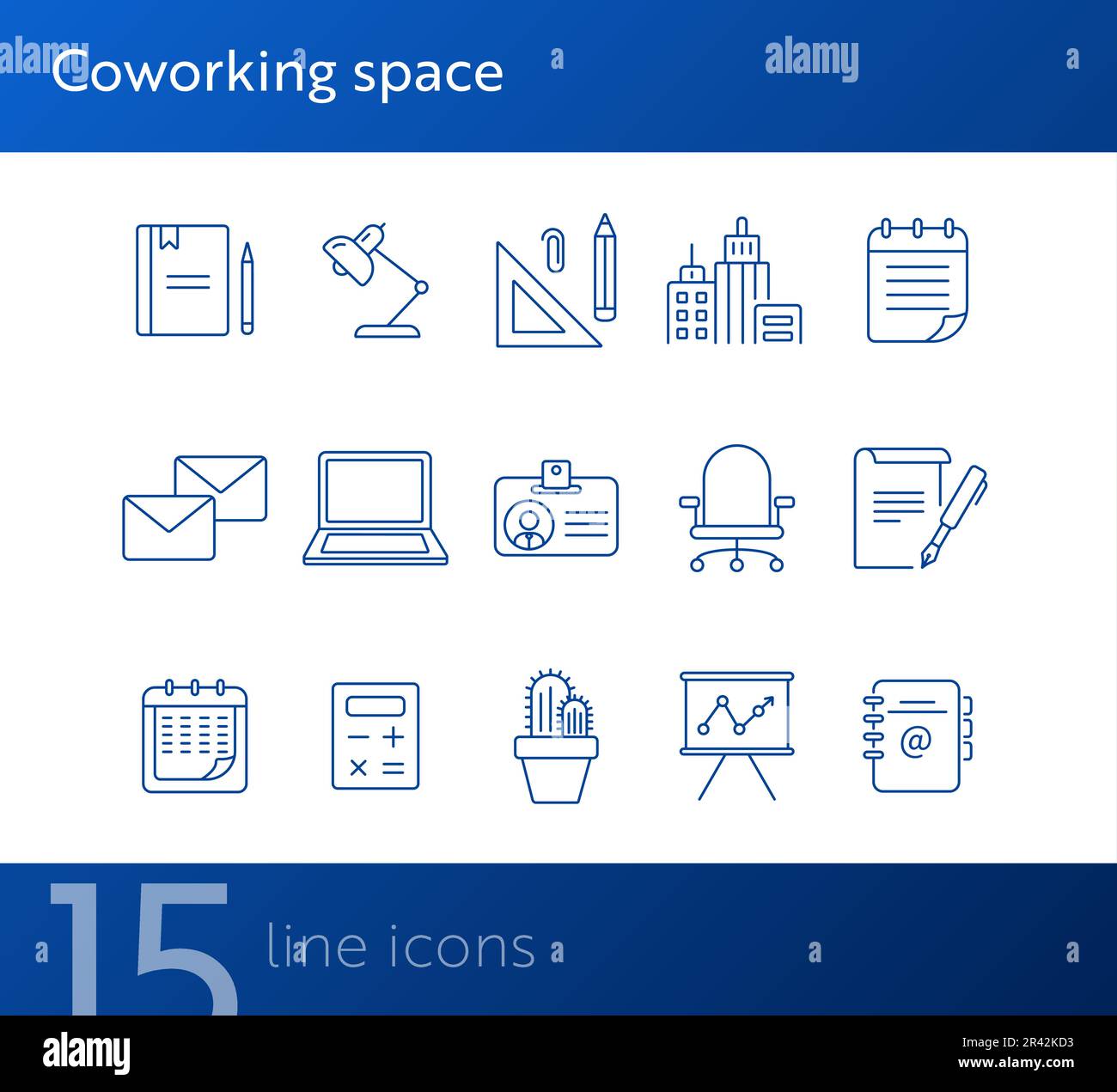 Set office coworking line hi-res stock photography and images - Alamy