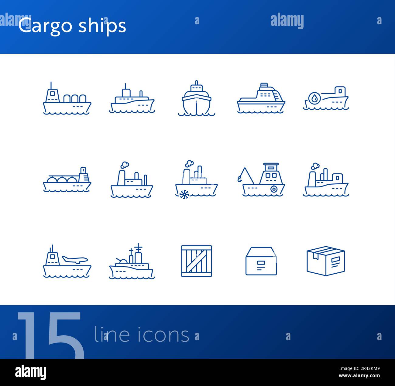 Cargo ships line icon set Stock Vector Image & Art - Alamy