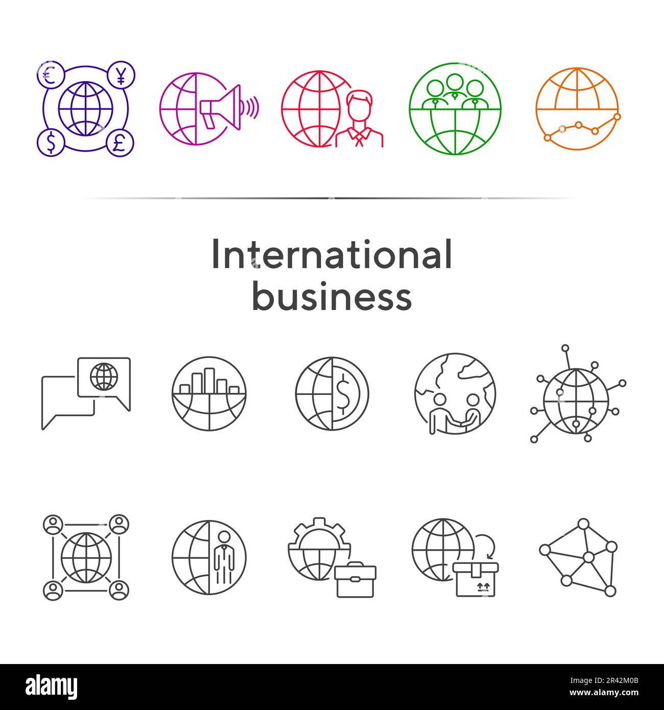 International business line icon set Stock Vector Image & Art - Alamy
