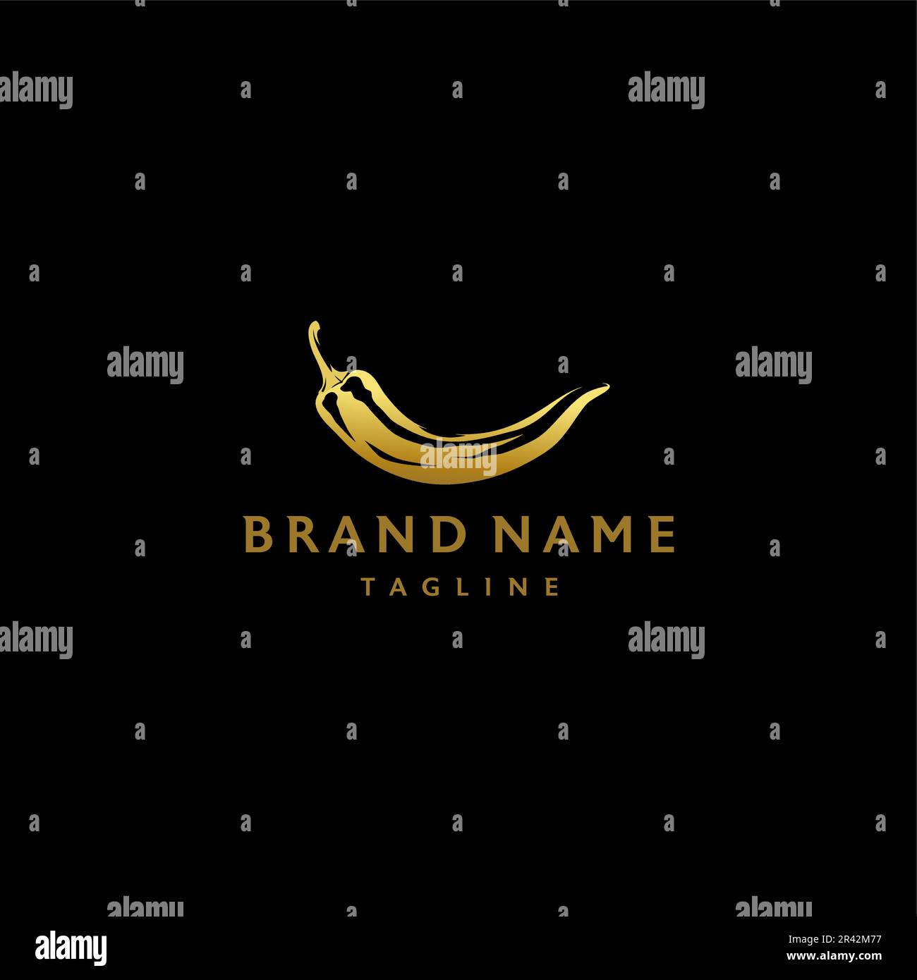 Classic Golden Chili Illustration On Black Background. Classy golden ...
