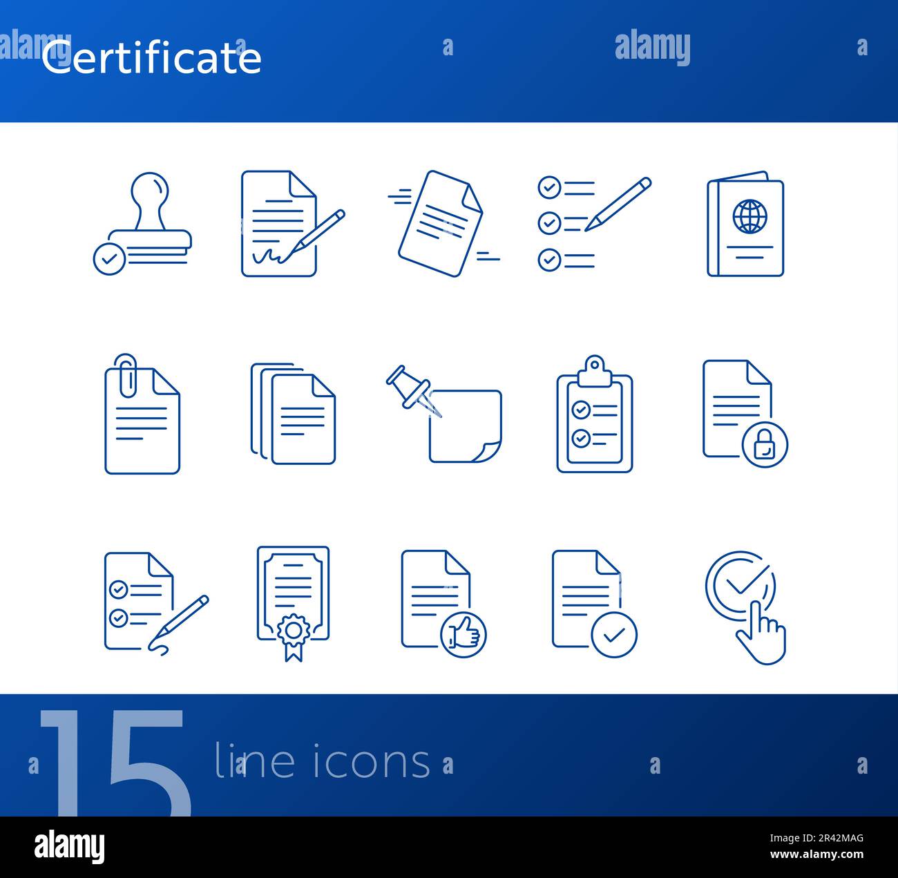 Certificate line icon set Stock Vector Image & Art - Alamy