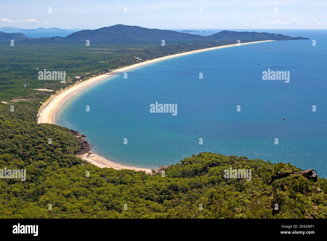 View over Ramsay Bay from Nina Peak, Hinchinbrook Island Stock Photo ...
