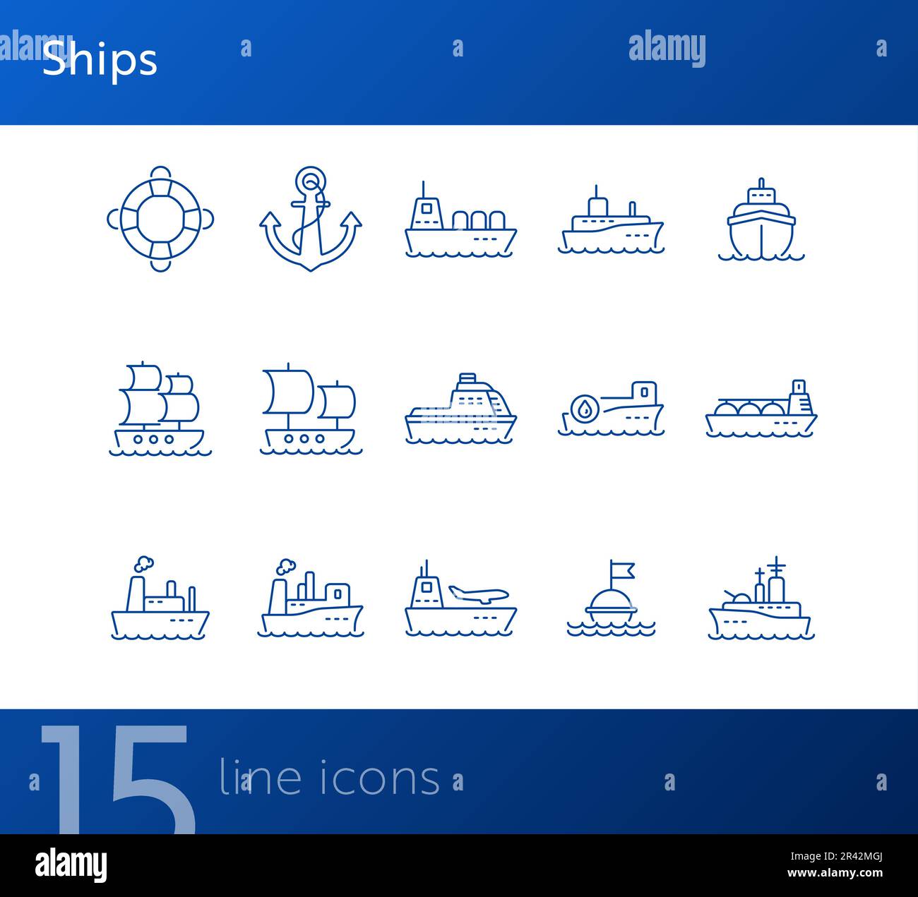 Ships line icon set Stock Vector Image & Art - Alamy
