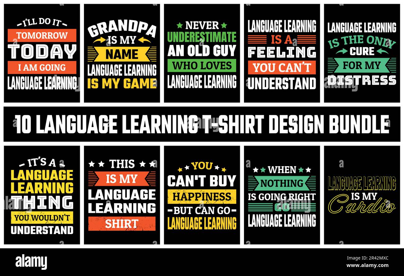 Language Learning T Shirt Design Set Vector Stock Vector Image & Art ...