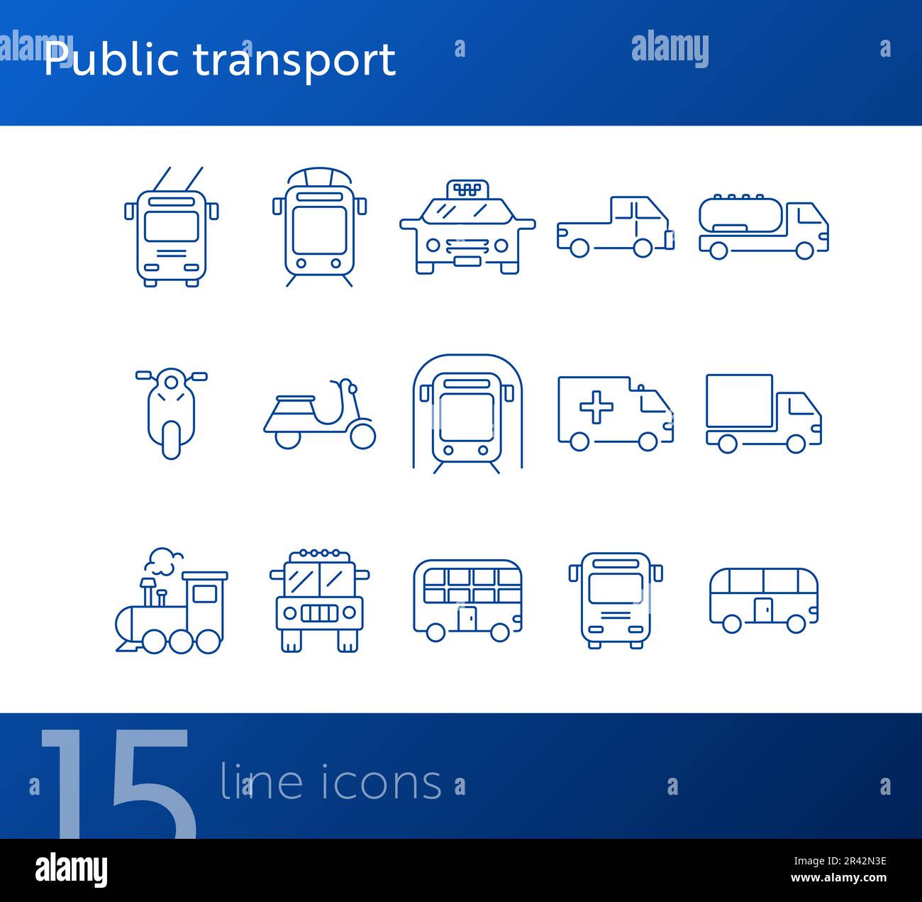 Public transport line icon set Stock Vector Image & Art - Alamy