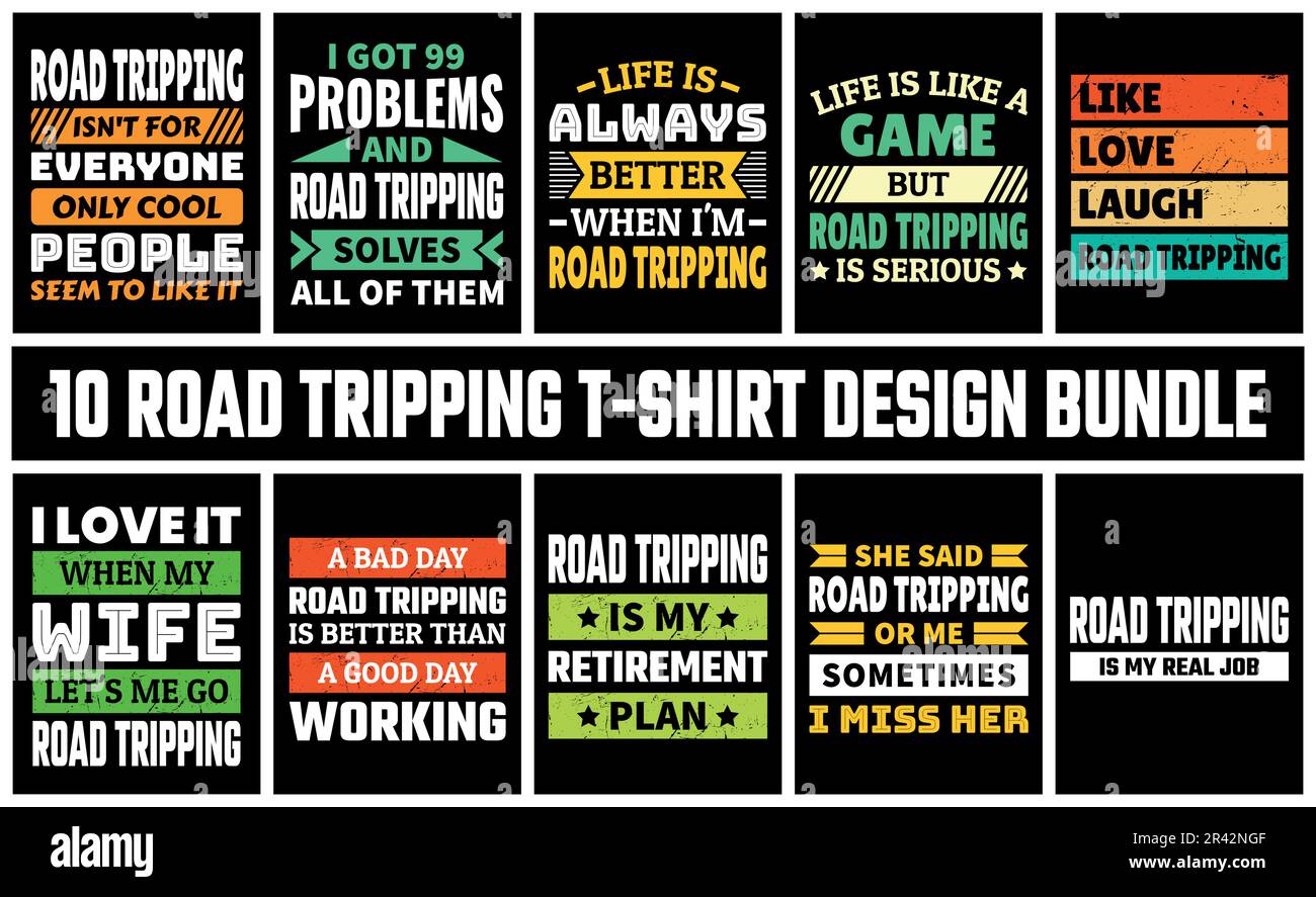 Road Tripping T Shirt Design Set Vector Stock Vector Image & Art - Alamy