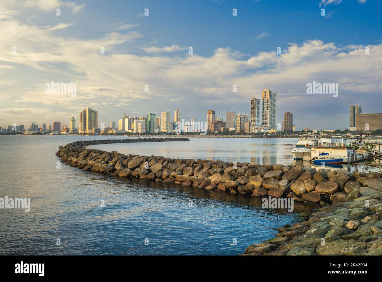 Port of Manila at manila bay, manila city, philippines at dusk Stock ...