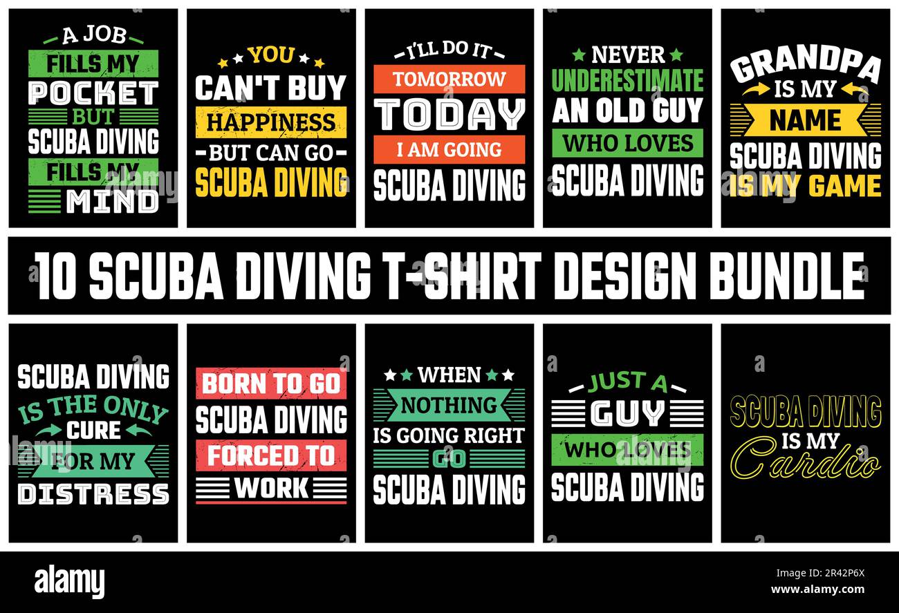 Scuba Diving T Shirt Design Set Vector Stock Vector Image & Art - Alamy
