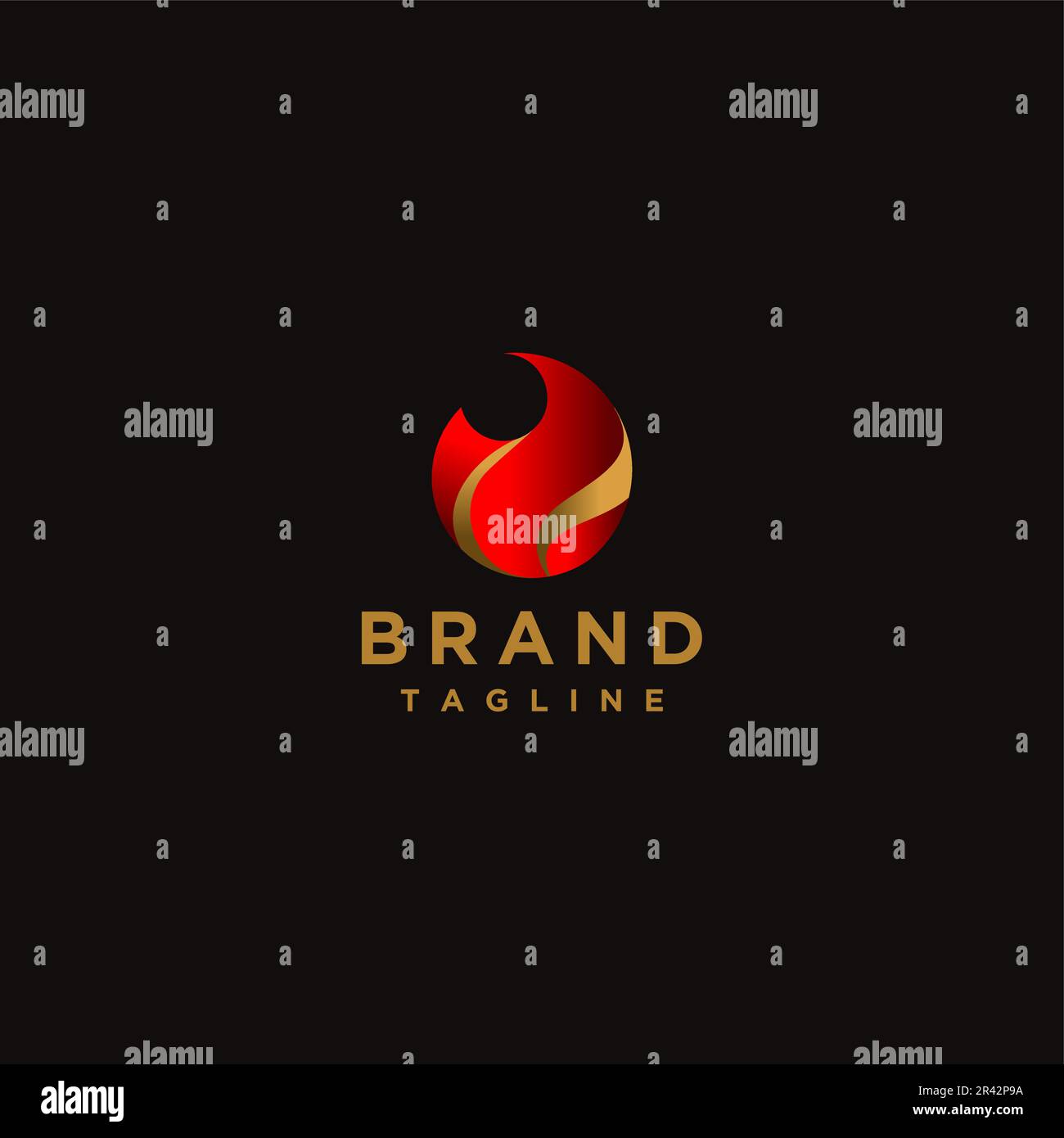 Iconic flame logo design with gold line details. Minimalistic fire icon ...