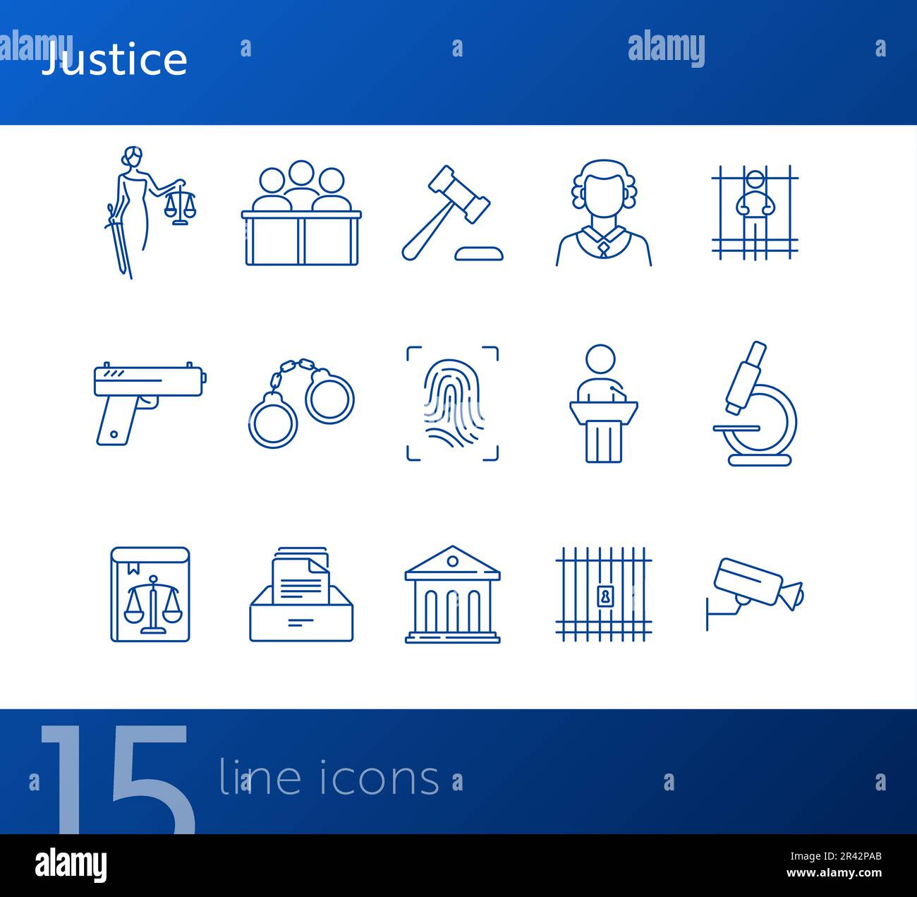 Crime justice set linear hi-res stock photography and images - Alamy