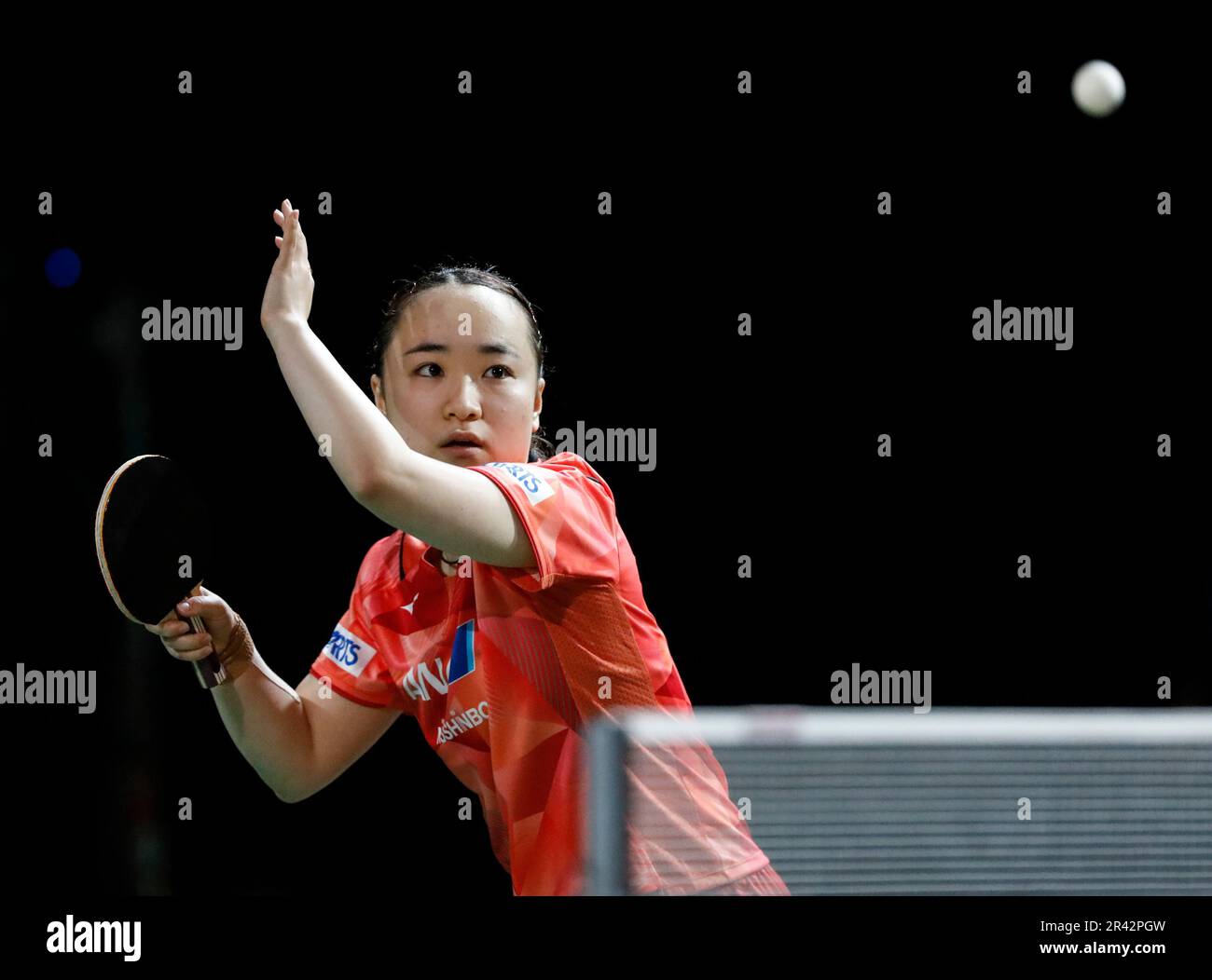 Durban, South Africa. 25th May, 2023. Ito Mima of Japan hits a return ...