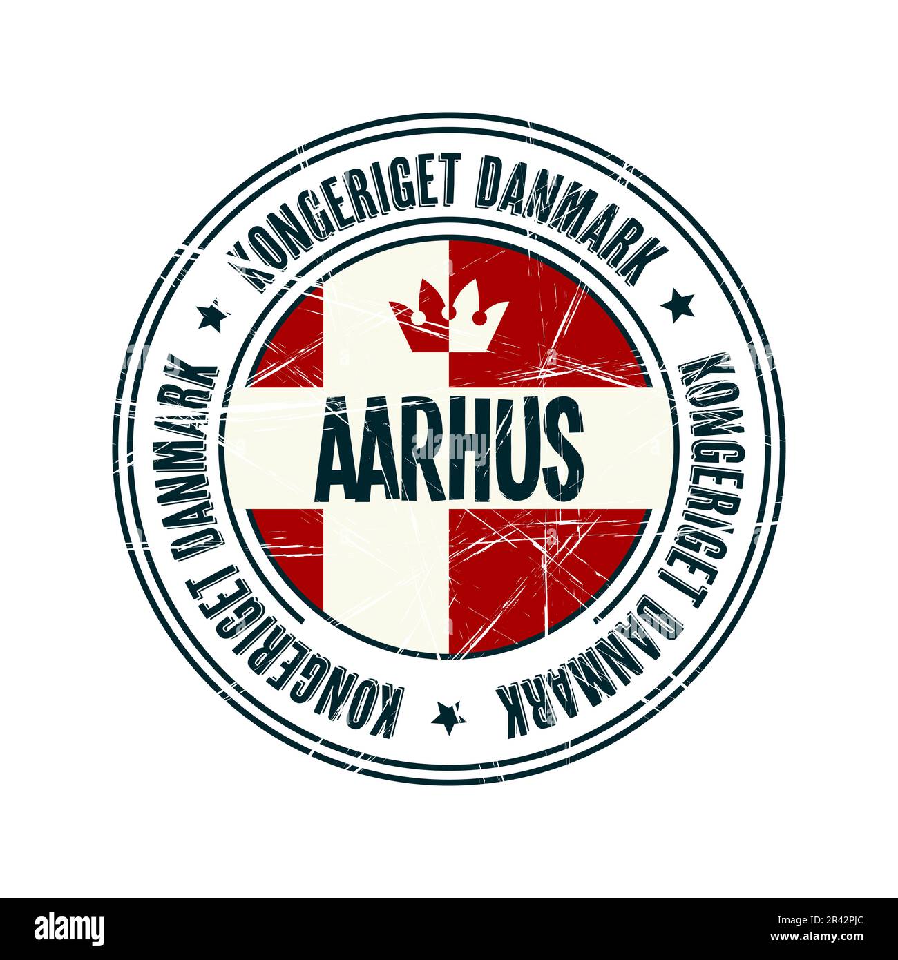 Aarhus city grunge rubber stamp vector illustration over white ...