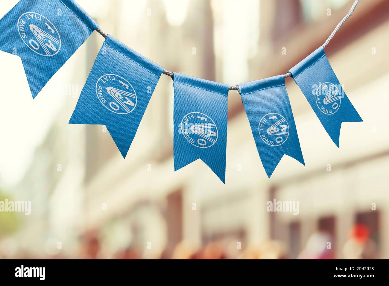 A garland of Food and agriculture organization national flags on an ...
