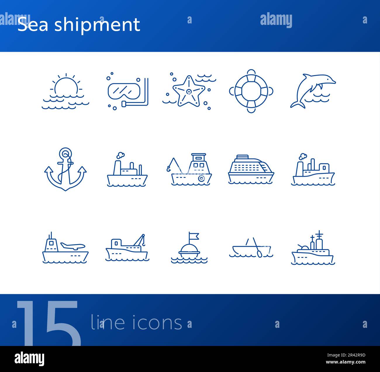 Sea shipment line icon set Stock Vector Image & Art - Alamy