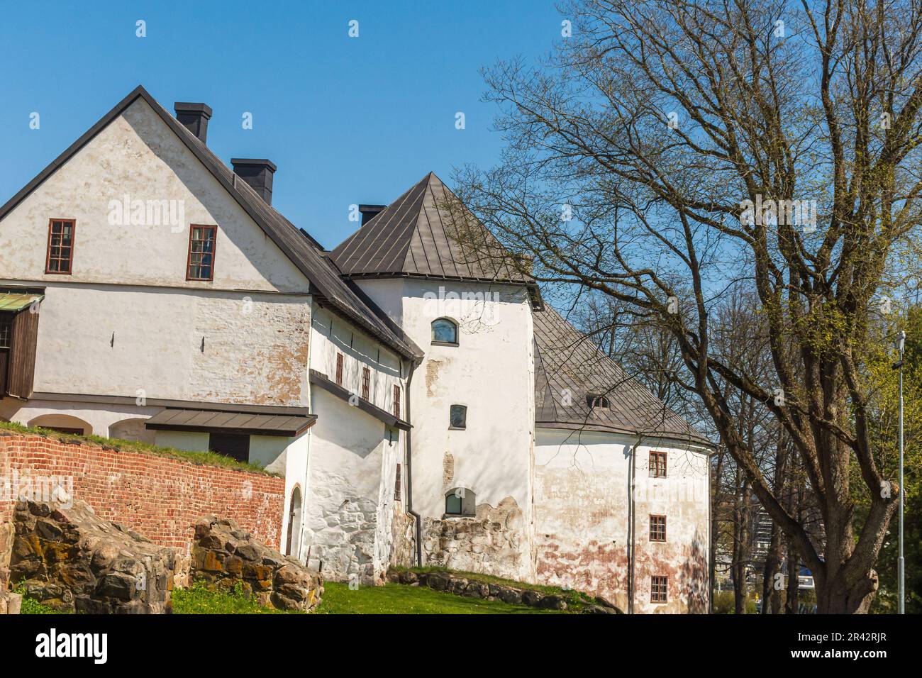 White medieval Turku castle (Turun linna) buildings in Turku Finland ...