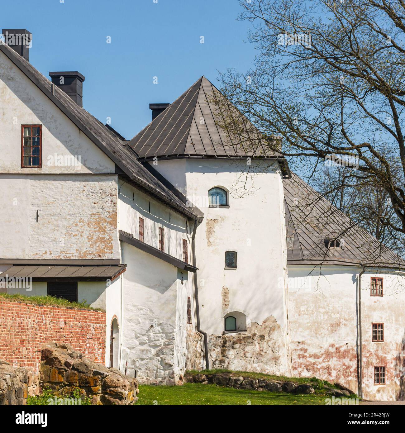White medieval Turku castle (Turun linna) buildings in Turku Finland ...
