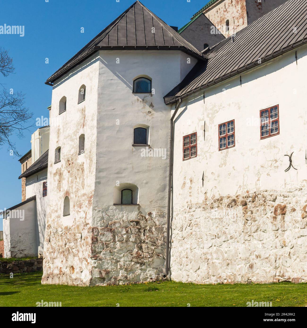 White medieval Turku castle (Turun linna) buildings in Turku Finland ...
