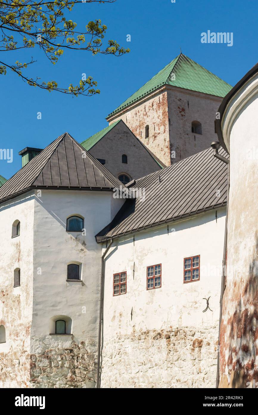 White medieval Turku castle (Turun linna) buildings in Turku Finland ...