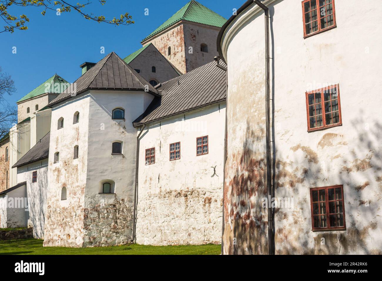 White medieval Turku castle (Turun linna) buildings in Turku Finland ...