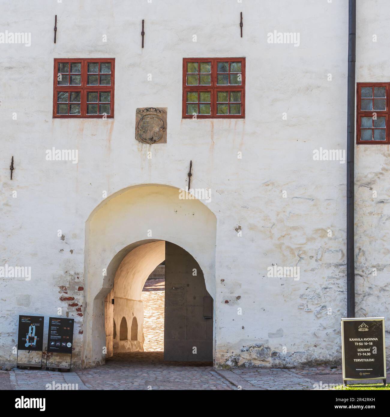 Arched gate to the couryard of the medieval Turku castle (Turun linna ...