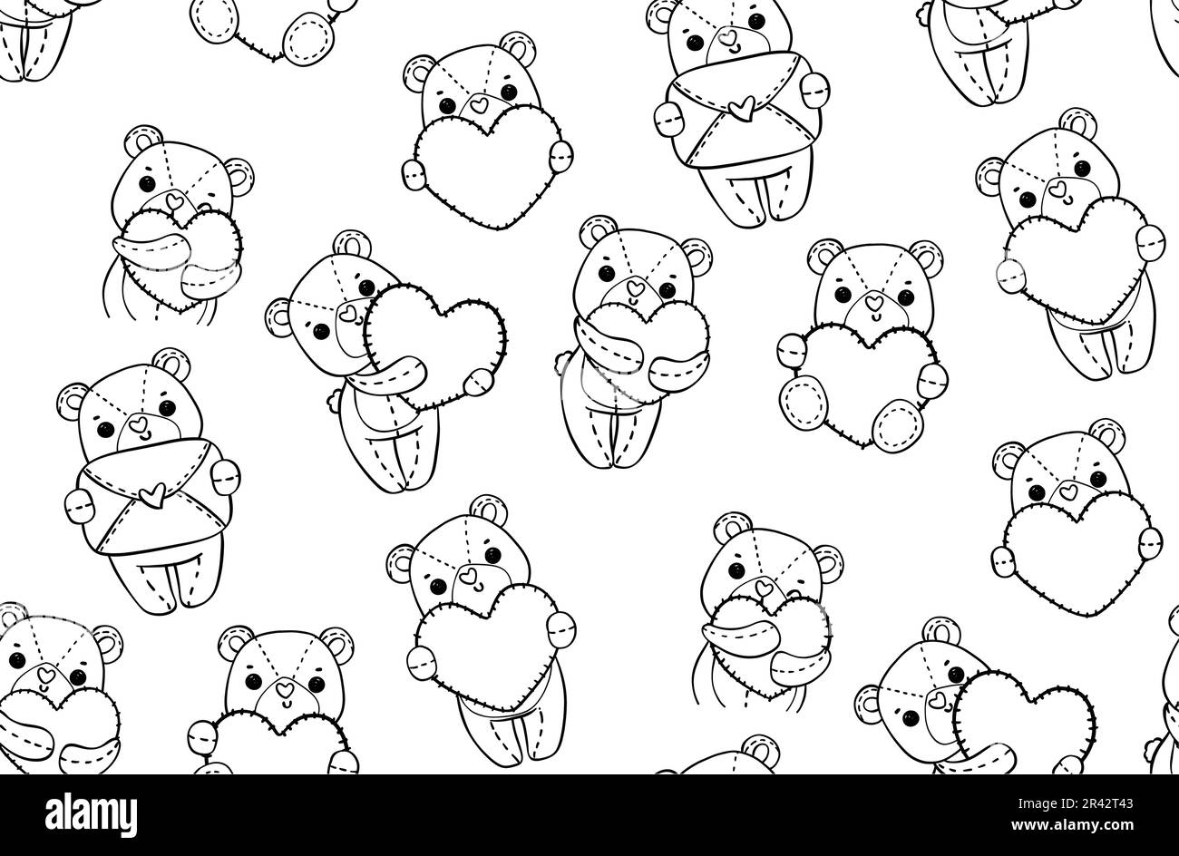 Pattern seamless background cute romantic Valentine Teddy Bear with ...
