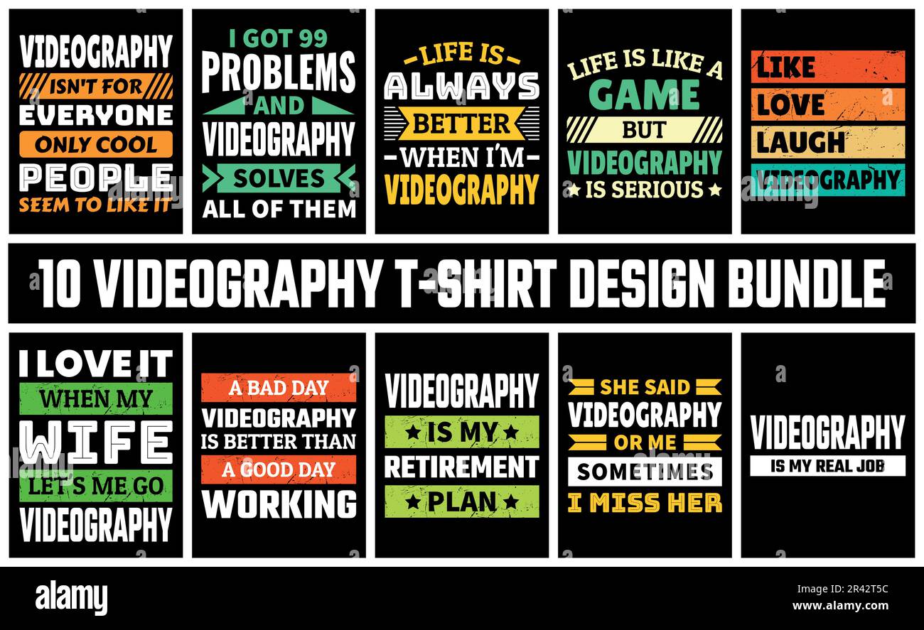 Videography T Shirt Design Set Vector Stock Vector Image & Art - Alamy