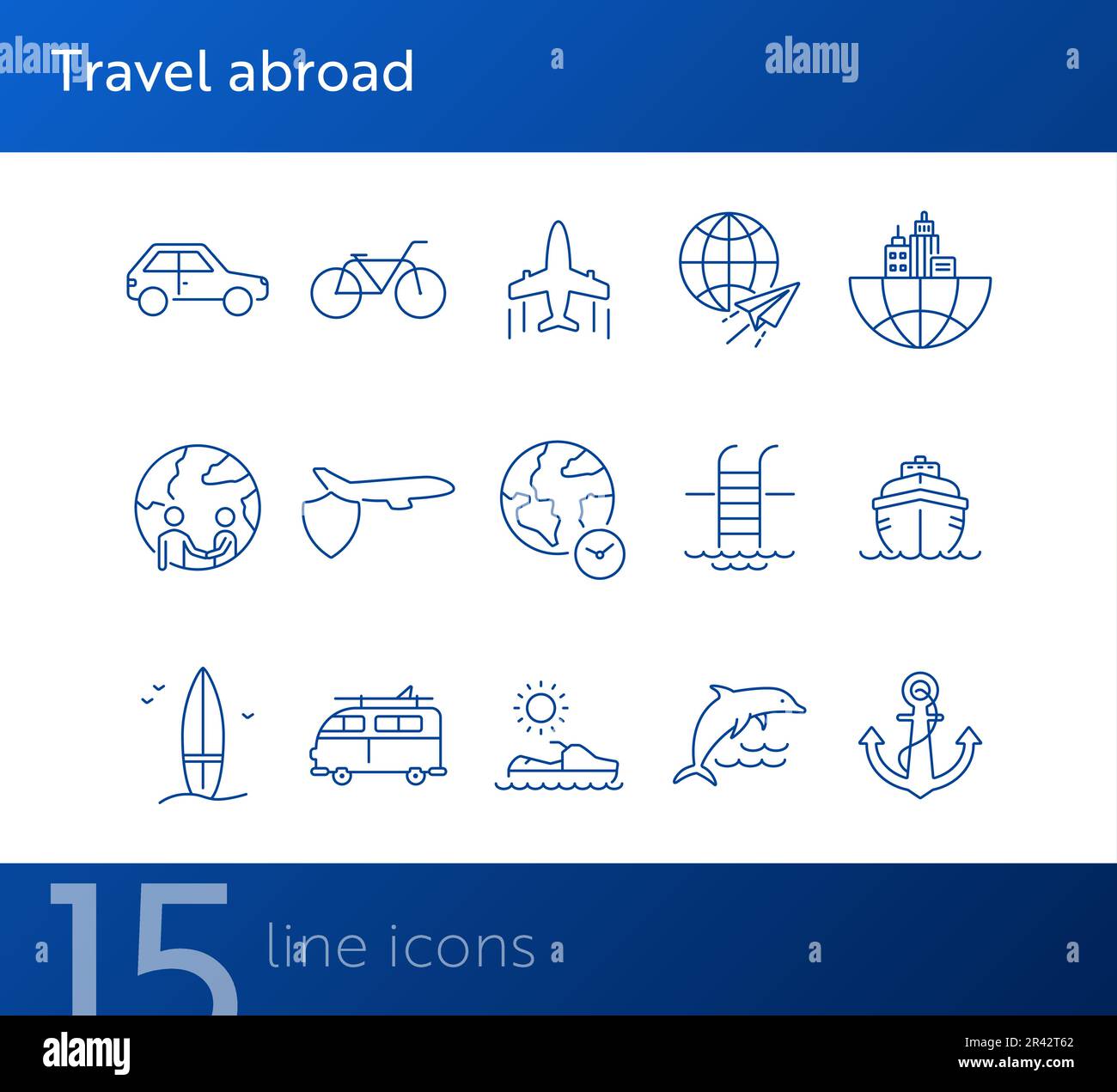 Travel abroad line icon set Stock Vector Image & Art - Alamy