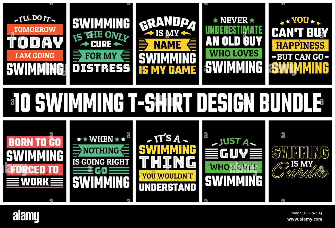 Swimming T Shirt Design Set Vector Stock Vector Image & Art - Alamy