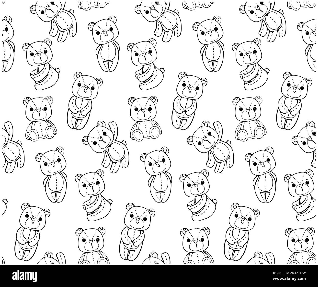Pattern seamless background cute classic Teddy Bear doll doodle hand ...