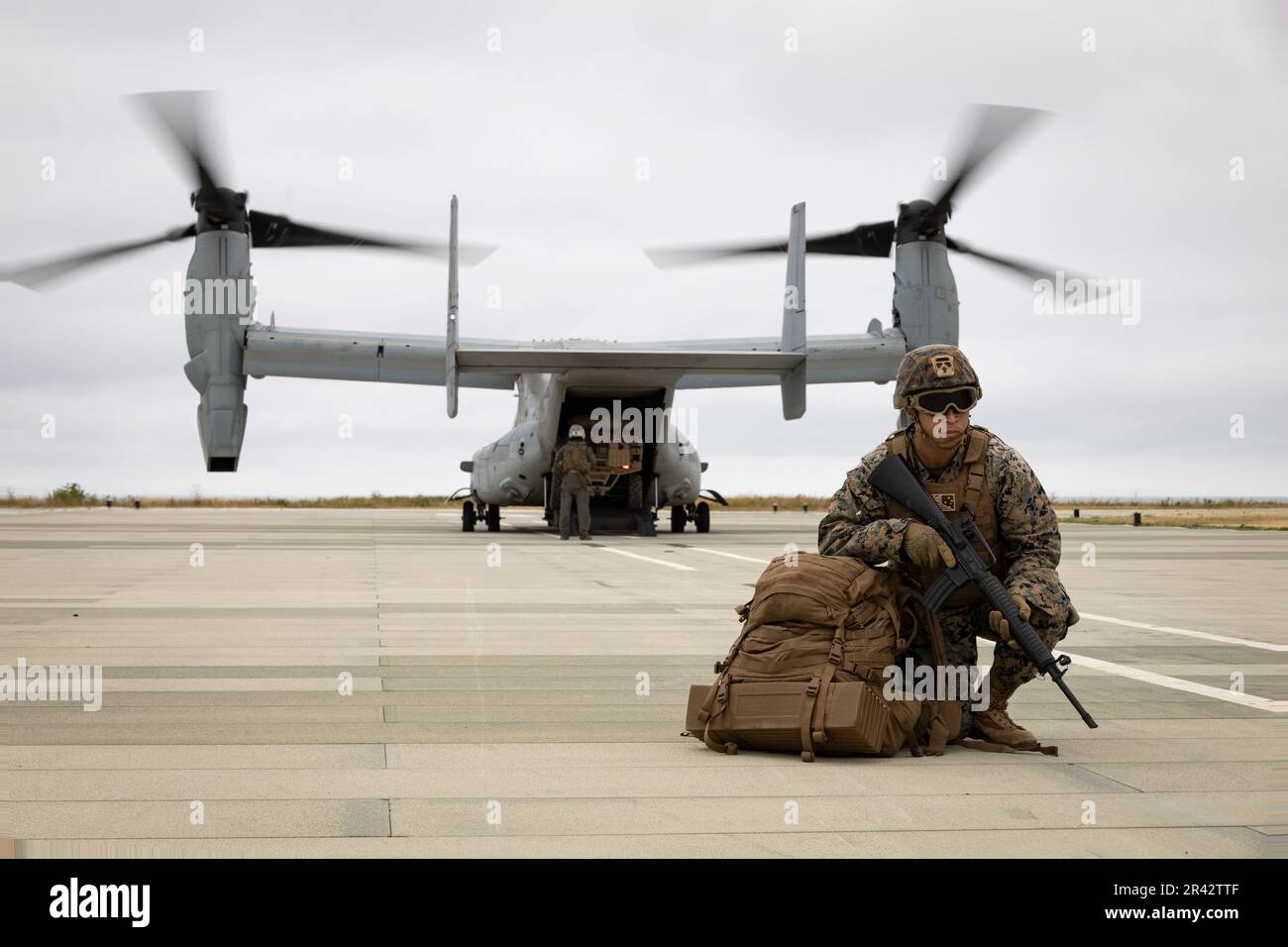 U.S. Marine Corps Cpl. Desmond Ramey, a transmissions system operator ...