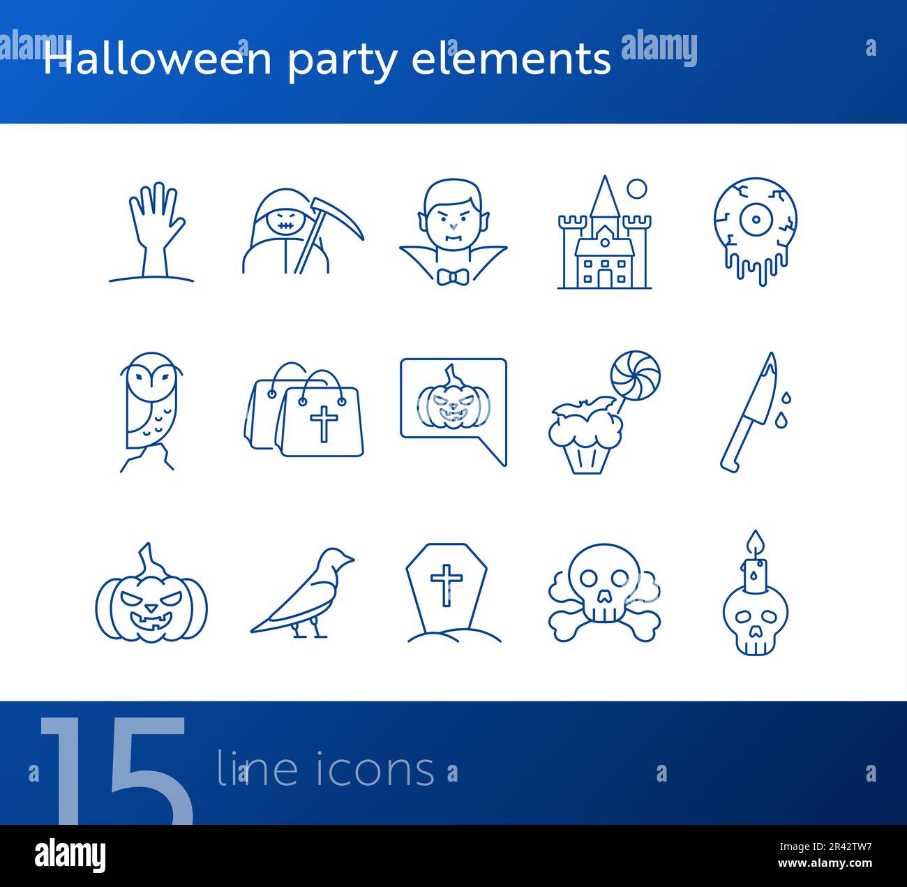 Halloween party elements line Stock Vector Images - Alamy