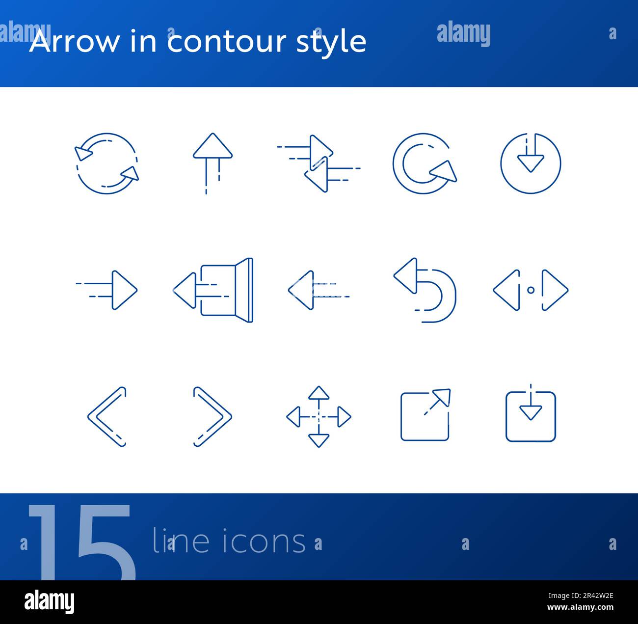 Arrow vector icon set in contour line style. Arrow concept Stock Vector ...