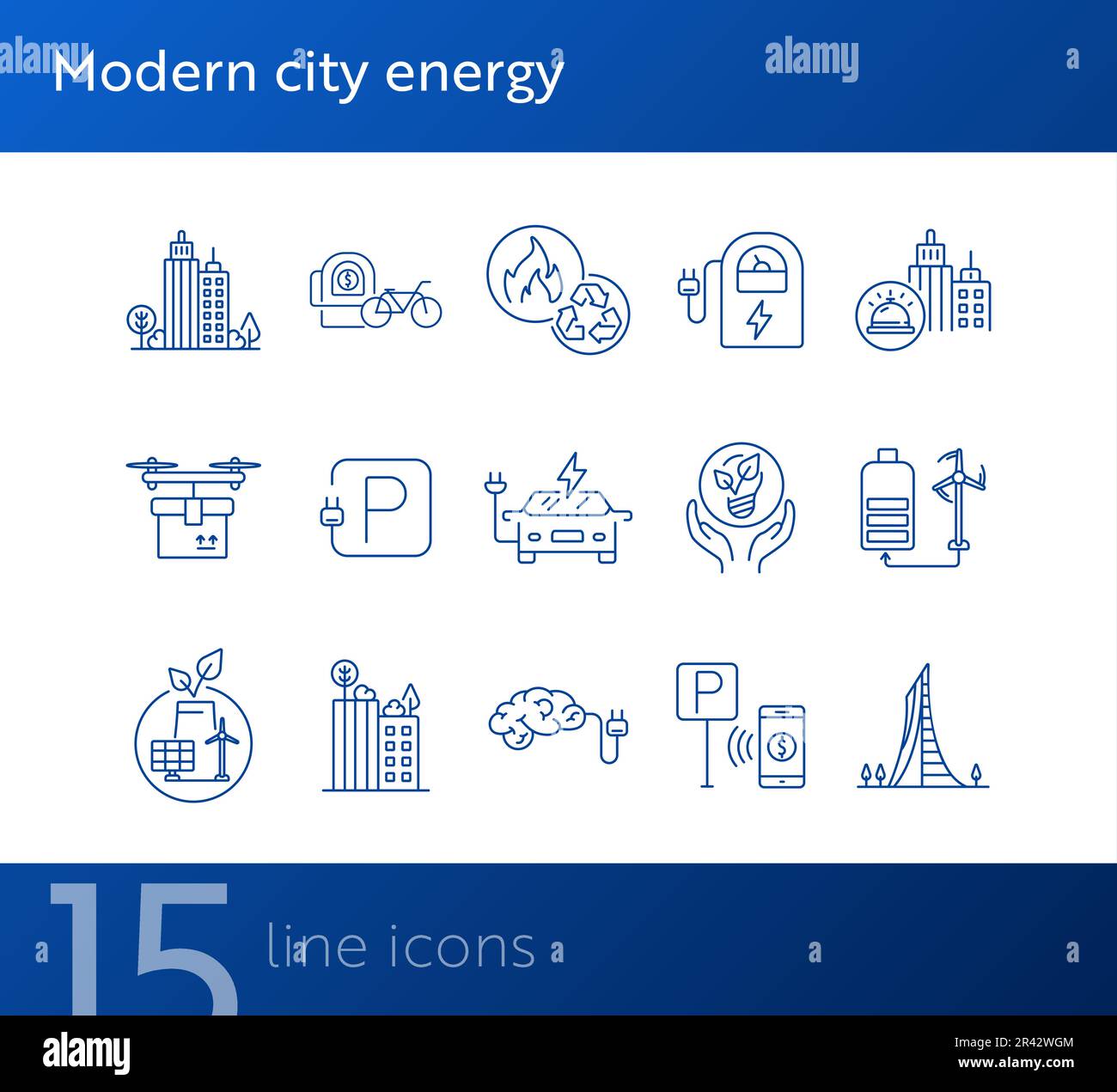 Modern city energy icons Stock Vector Image & Art - Alamy