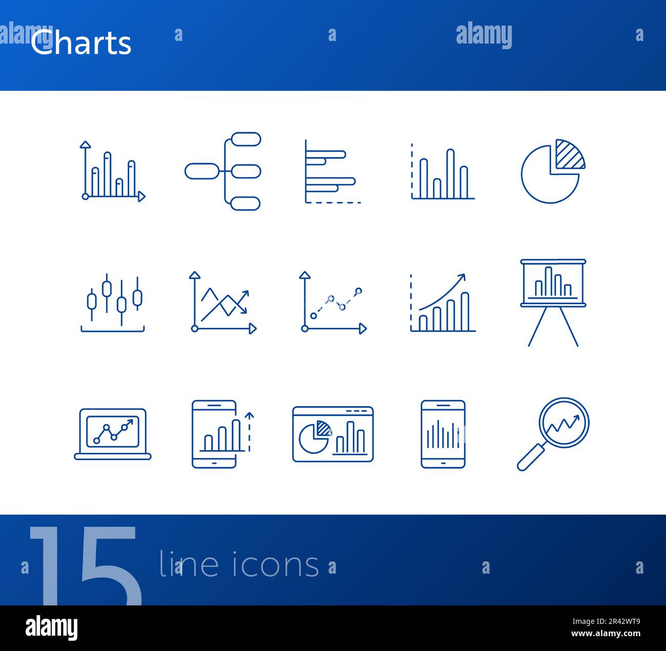 Charts line icon set Stock Vector Image & Art - Alamy