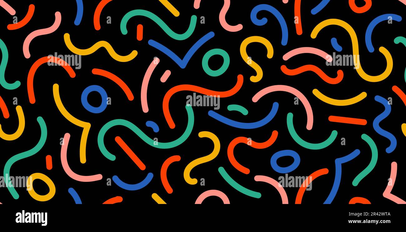 Colorful doodle seamless pattern. Abstract squiggle repeating ... Colorful doodle seamless pattern. Abstract squiggle repeating ...