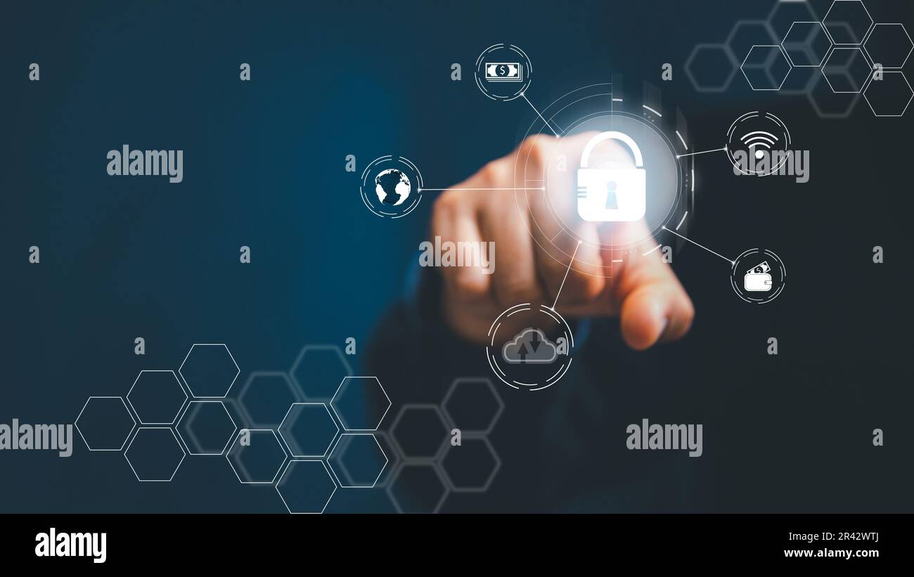 Cybersecurity And Privacy Concepts To Protect Data Lock Icon And Internet Network Security