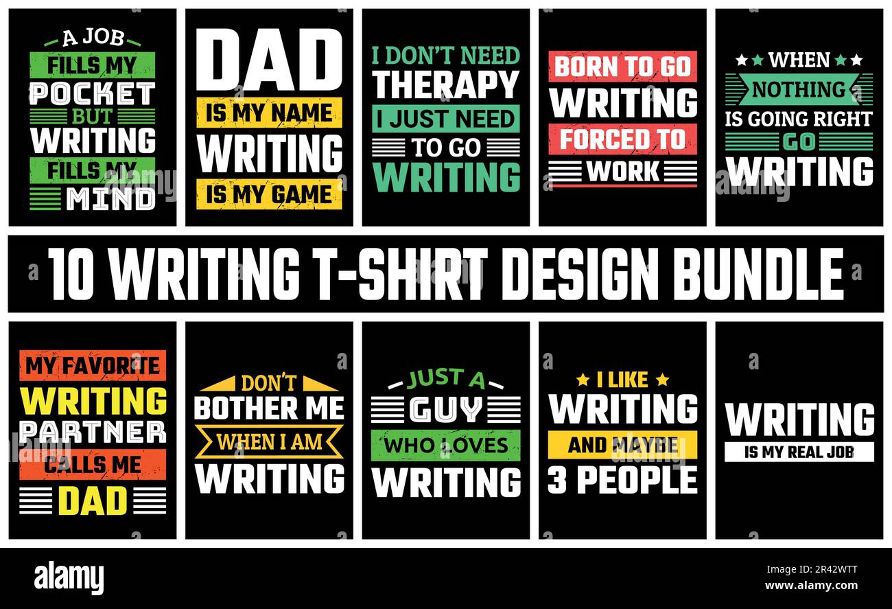 Writing T Shirt Design Set Vector Stock Vector Image & Art - Alamy