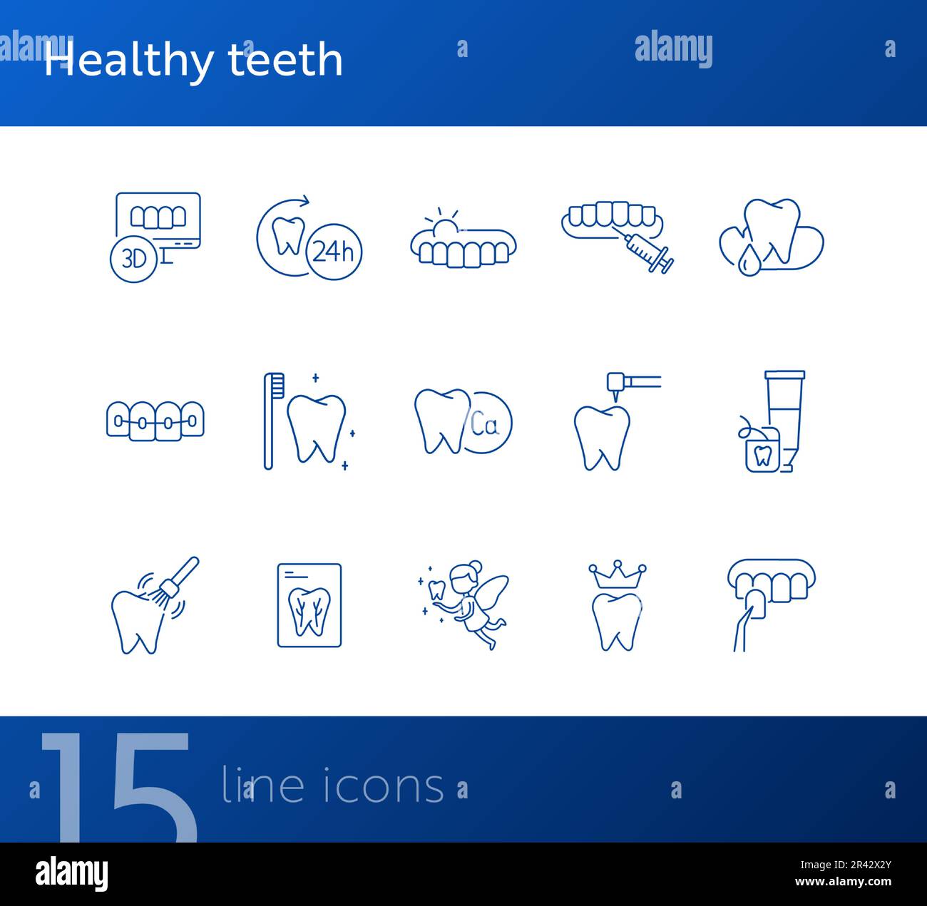 Healthy teeth icons. Set of line icons Stock Vector Image & Art - Alamy