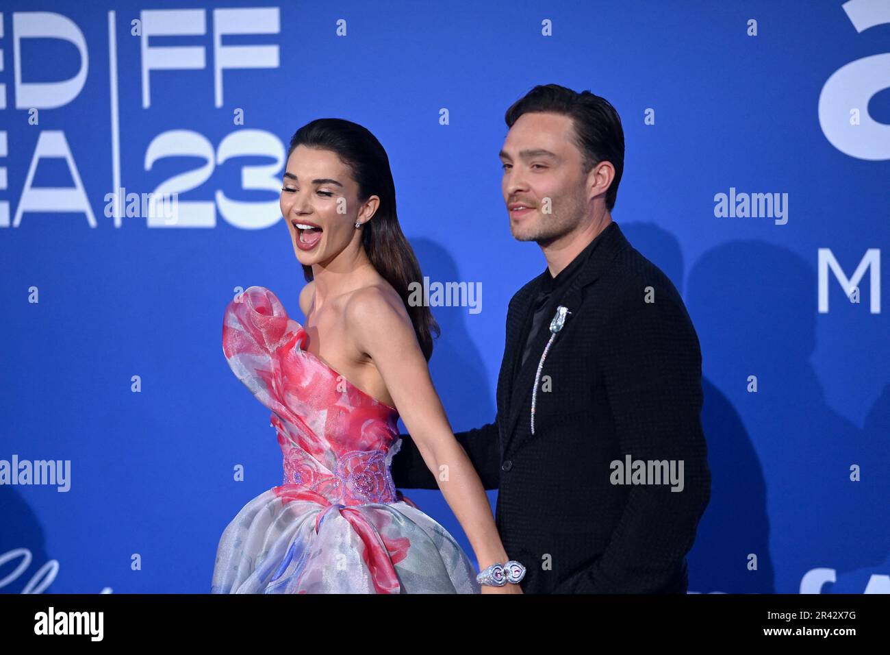 Cannes, France. May 25, 2023. Amy Jackson and Ed Westwick attending the ...