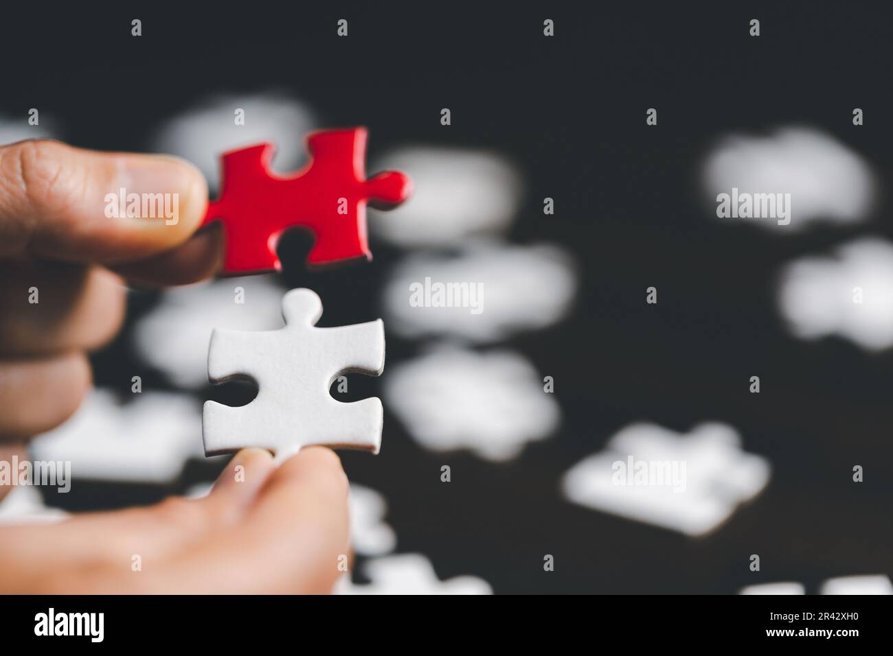 Business woman person hand holding puzzle piece idea for strategy and ...