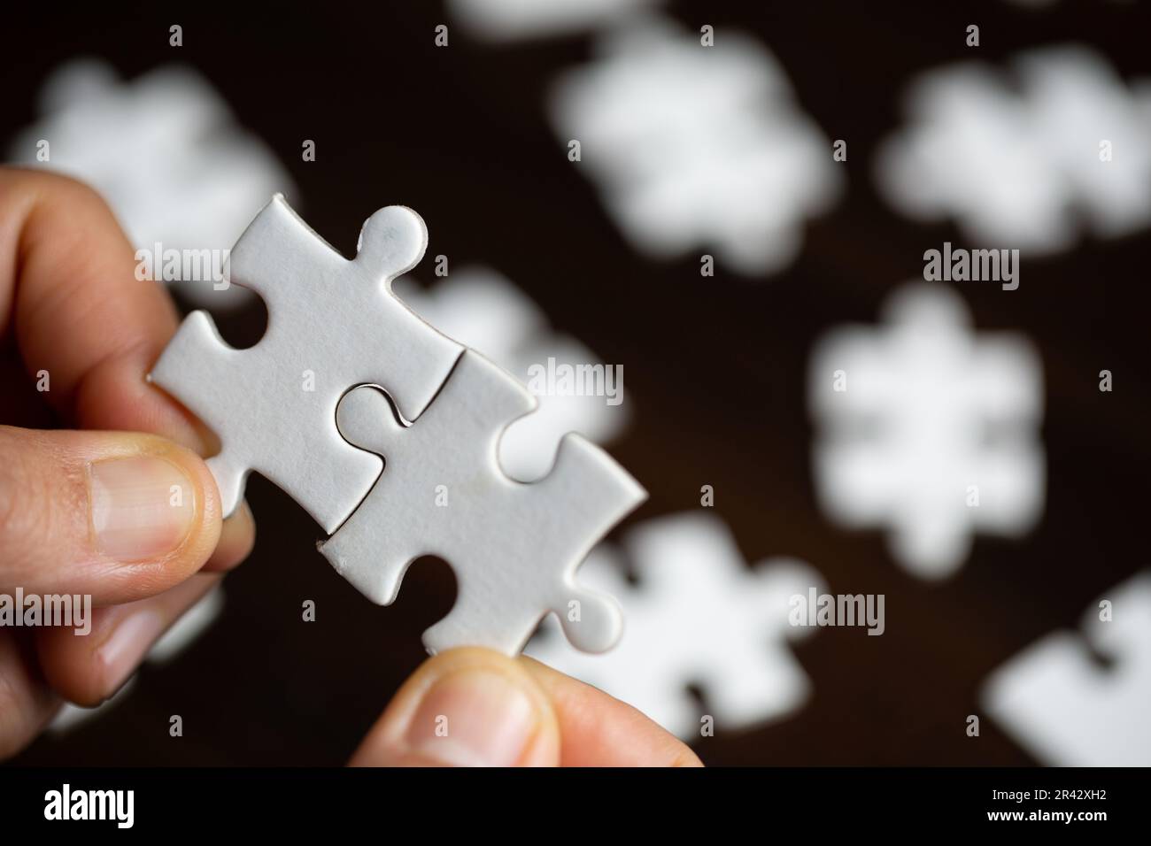 Business woman person hand holding puzzle piece idea for strategy and ...