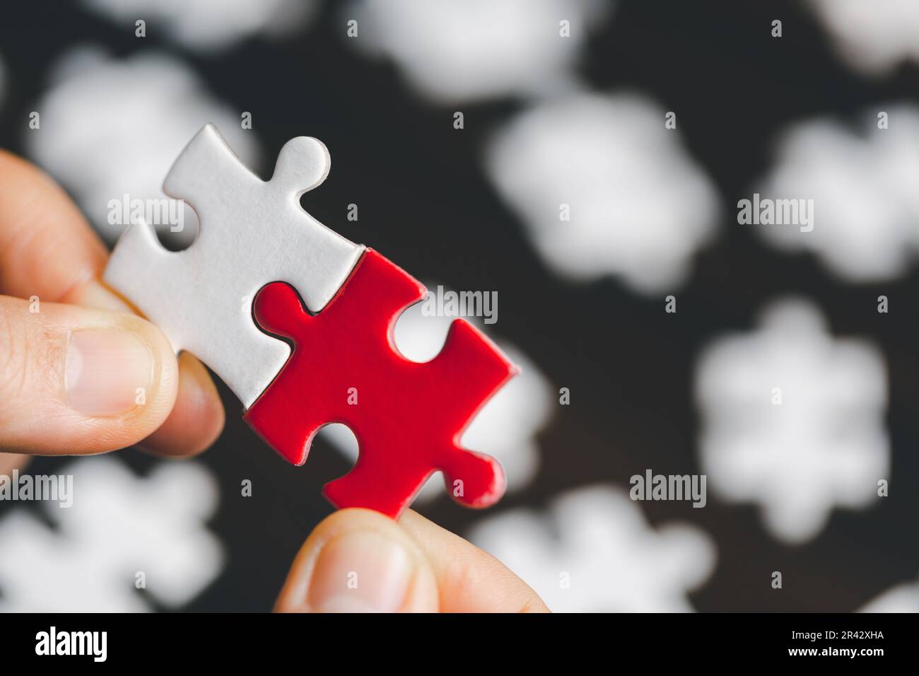 Business woman person hand holding puzzle piece idea for strategy and ...