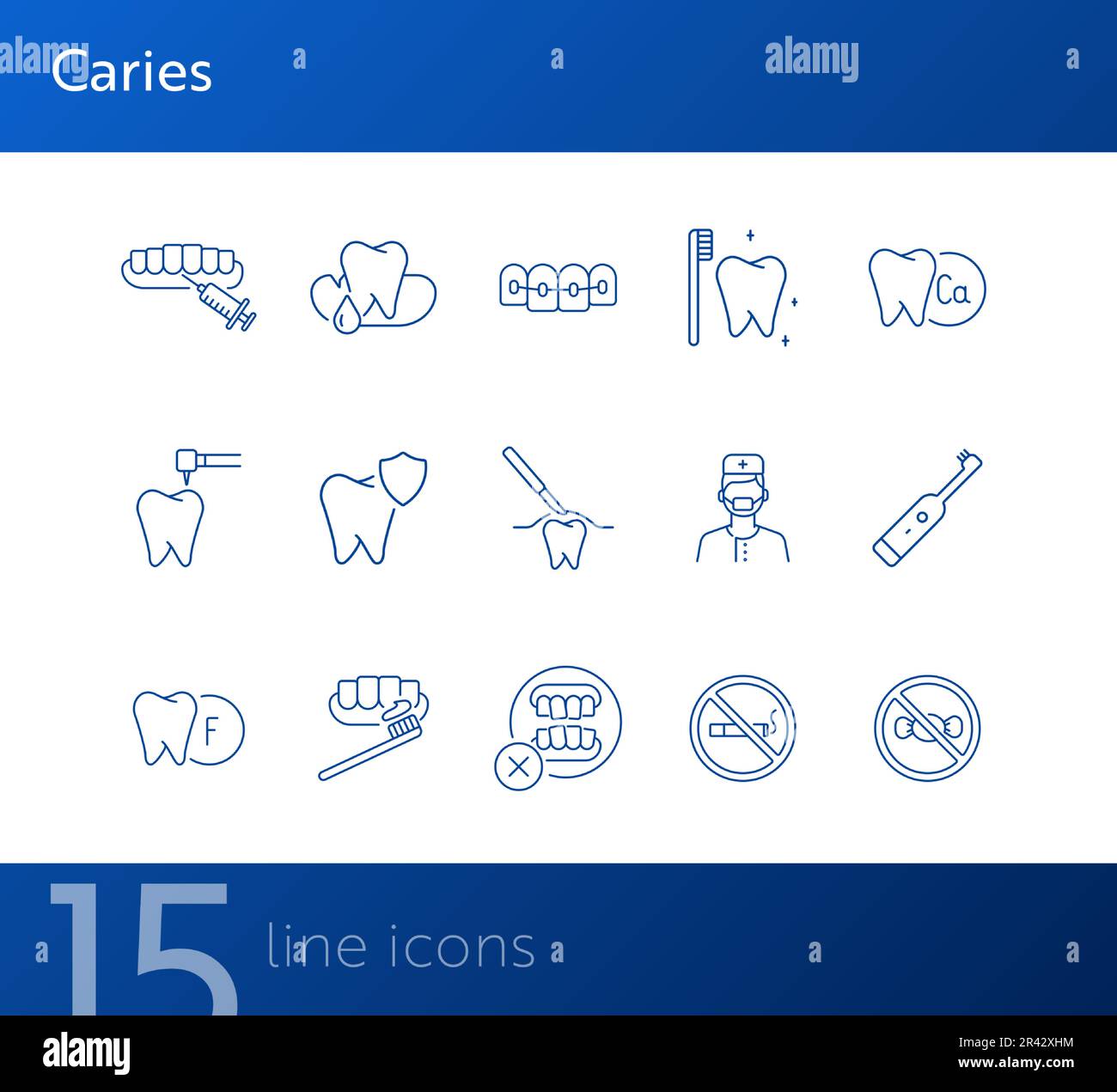 Caries icons. Set of line icons Stock Vector Image & Art - Alamy