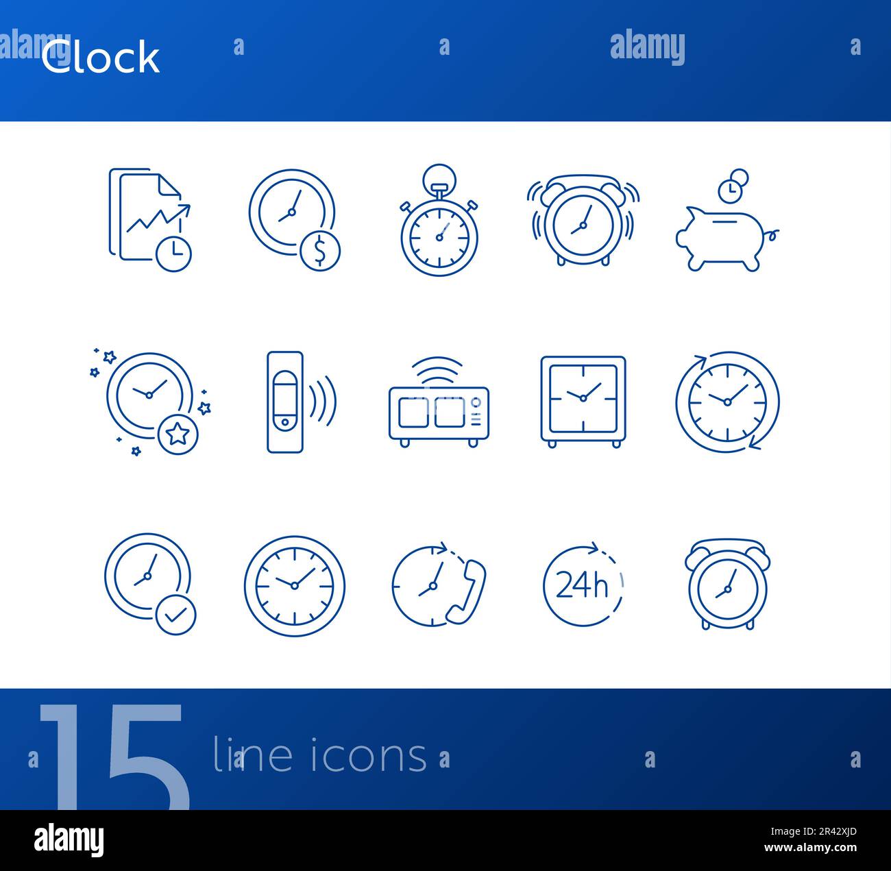 Clock line icon set Stock Vector Image & Art - Alamy