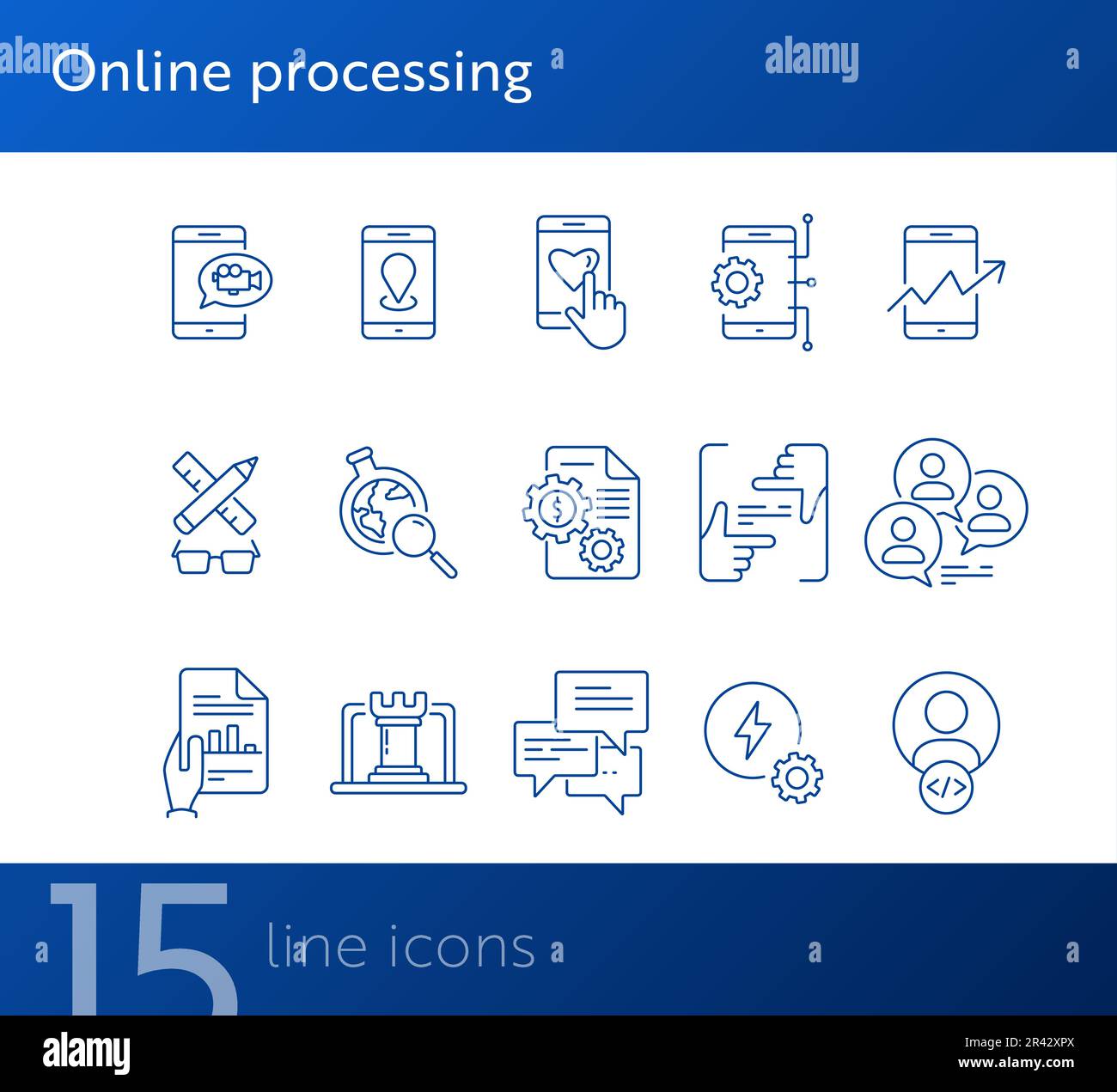 Online processing icons Stock Vector Image & Art - Alamy