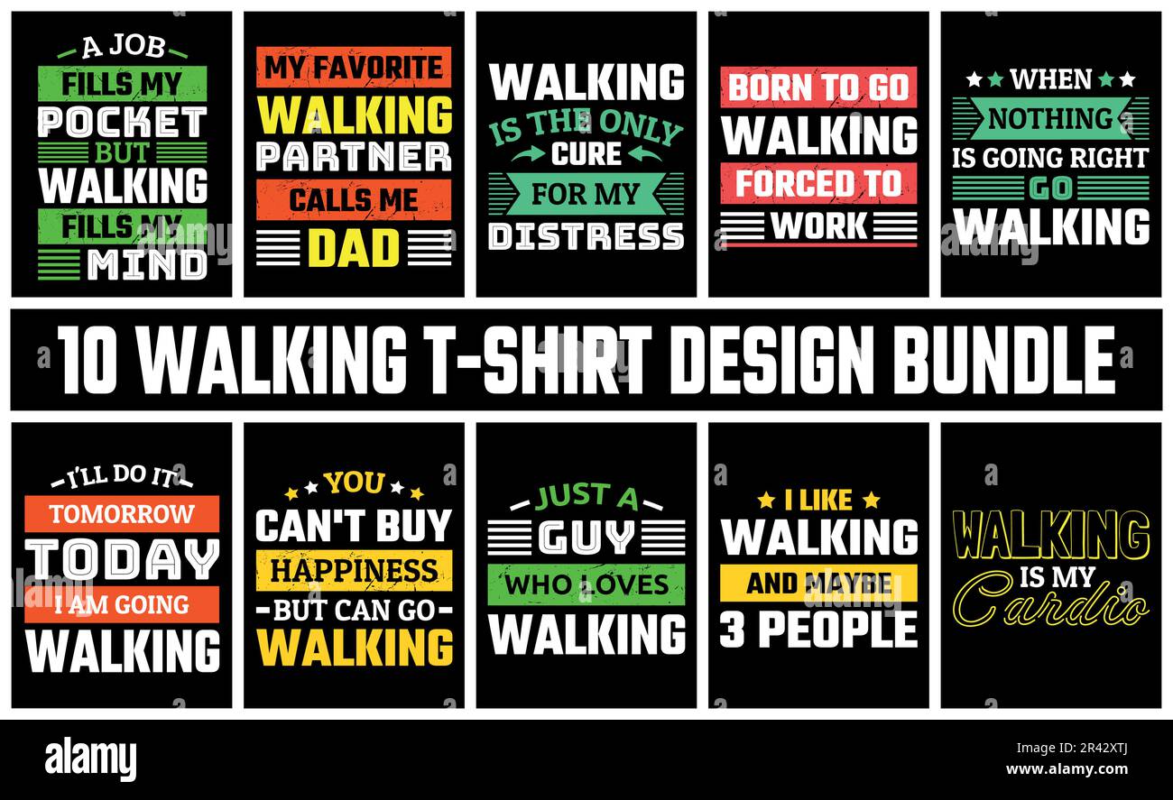 Walking T Shirt Design Set Vector Stock Vector Image & Art - Alamy