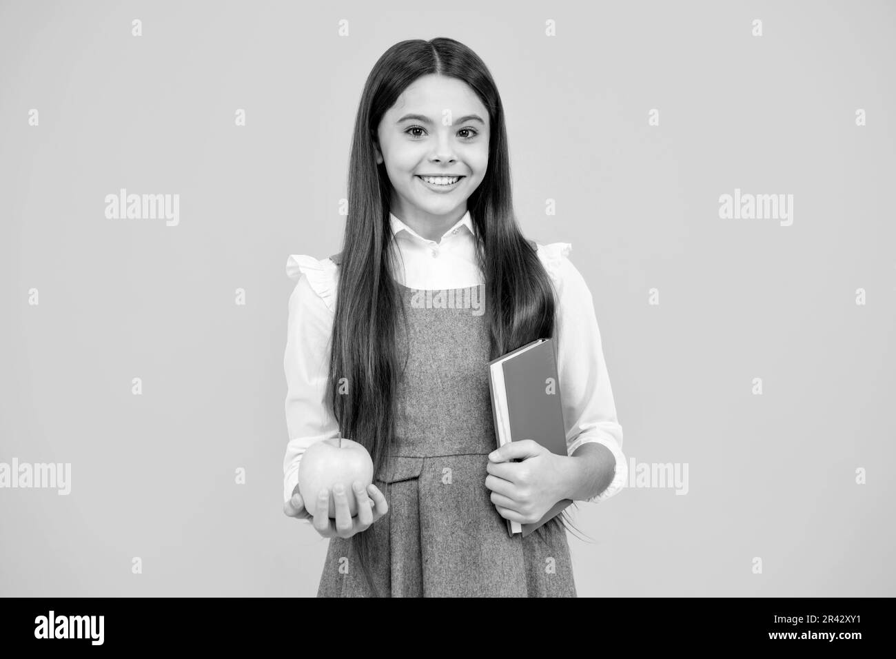 School teenage girl with book and copybook. Teenager schoolgirl student ...
