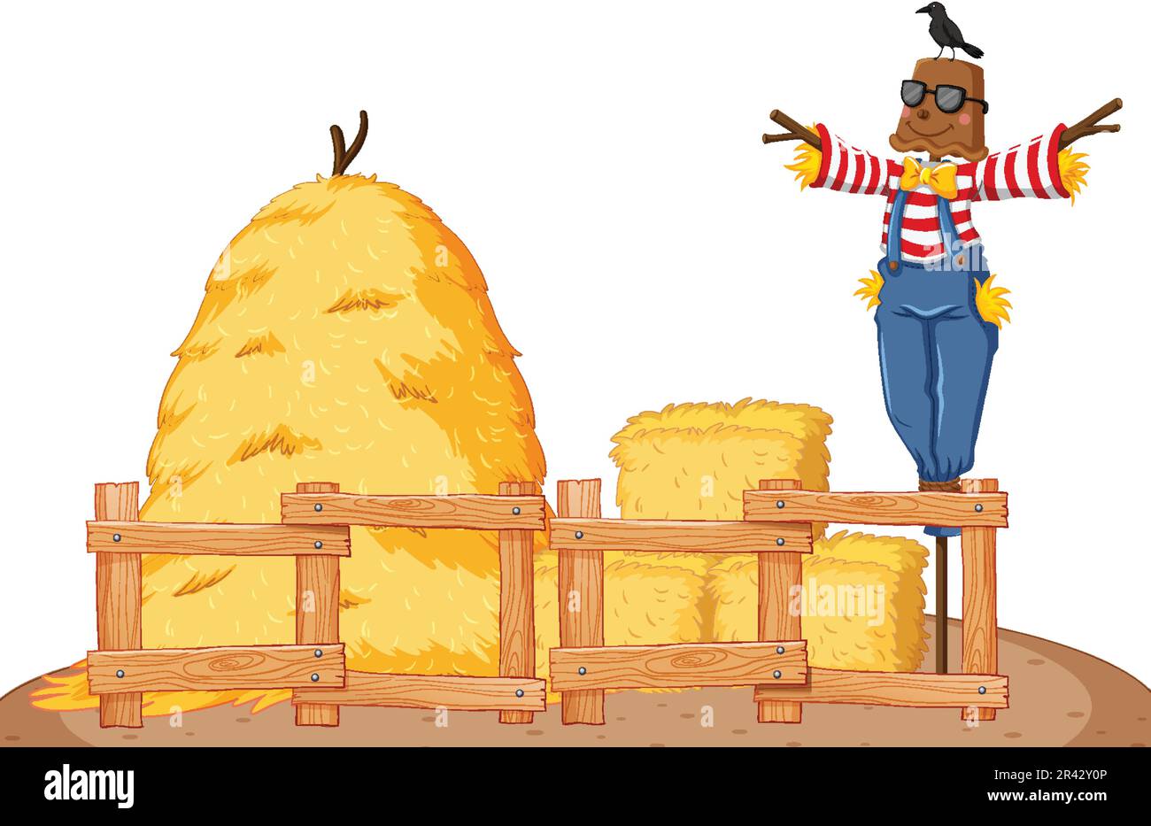 Scarecrow and hay straw illustration Stock Vector Image & Art - Alamy