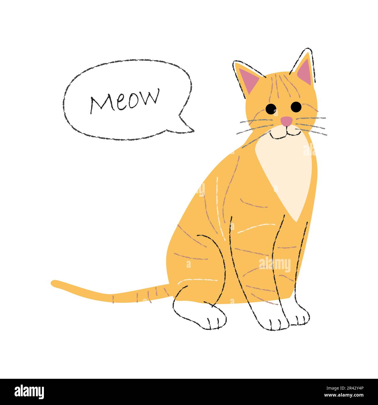 Yellow tabby cat . Cute cartoon characters . Flat shape and line stroke ...